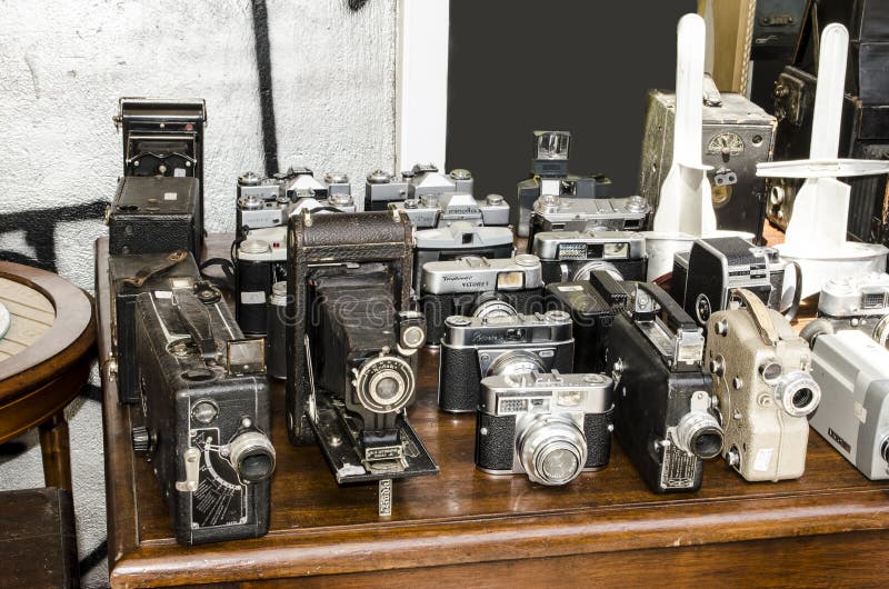 Old cameras editorial stock photo. Image of black, vintage - 75986578