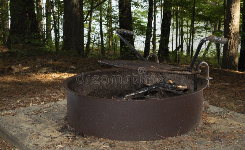 Old campfire ring stock image. Image of trees, pine - 256551581