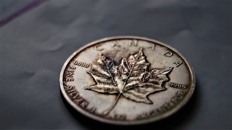 Canada Maple Leaf Silver Coin Editorial Photography - Image of ...