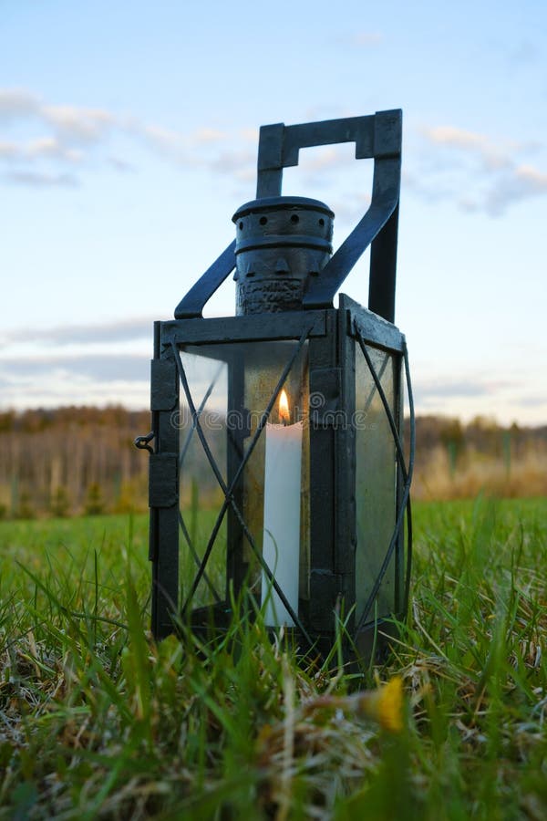 Old candle lantern stock image. Image of candle, traditional - 220350923