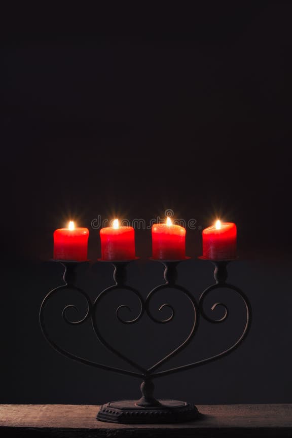 Old Candlestick with Four Candle Stock Image - Image of decorative ...