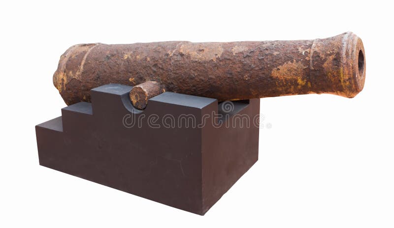 Old Cannon Front View Isolated on White Stock Photo - Image of rusty ...