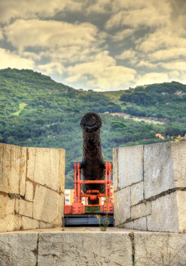 Old Cannon at the Orange Bastion in Gibraltar Stock Image - Image of ...