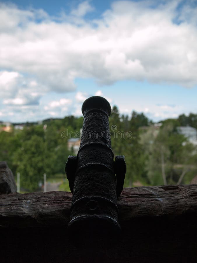 Old Cannon Sticking Out of the Window Stock Photo - Image of ...