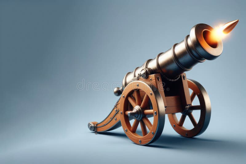 An Old Cannon from Which a Projectile Flies. Space for Text. Stock ...