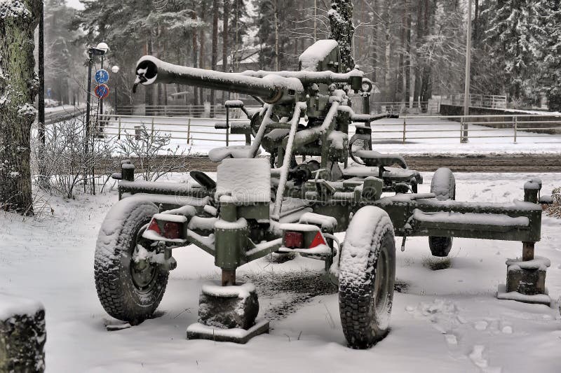 The Old Cannon from World War II Stock Photo - Image of heavy ...