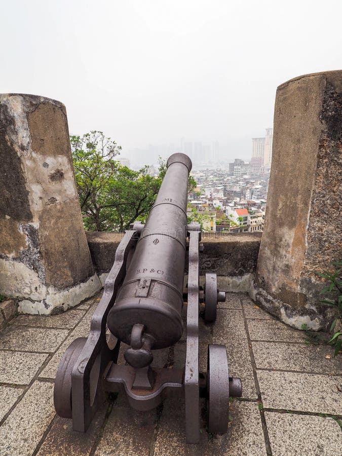 Old canon at Macao Fort stock image. Image of outdoor - 96142543