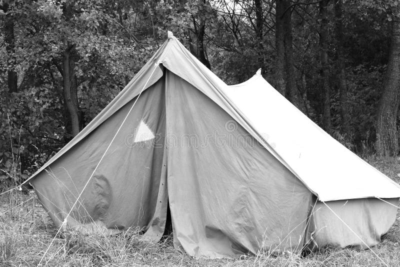 Old Canvas Tent in Tourist Camp Stock Image - Image of campground ...