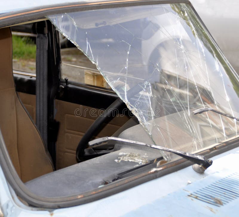 Old Car with Broken Glass of Glass after the Accident Stock Photo ...