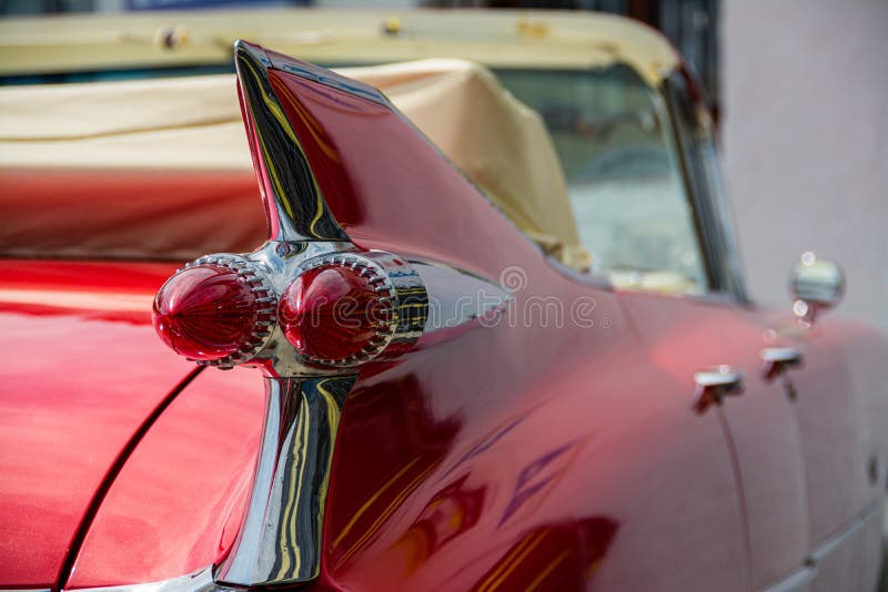 Old Car Cadillac Convertible Red 1950. Stock Image - Image of american ...