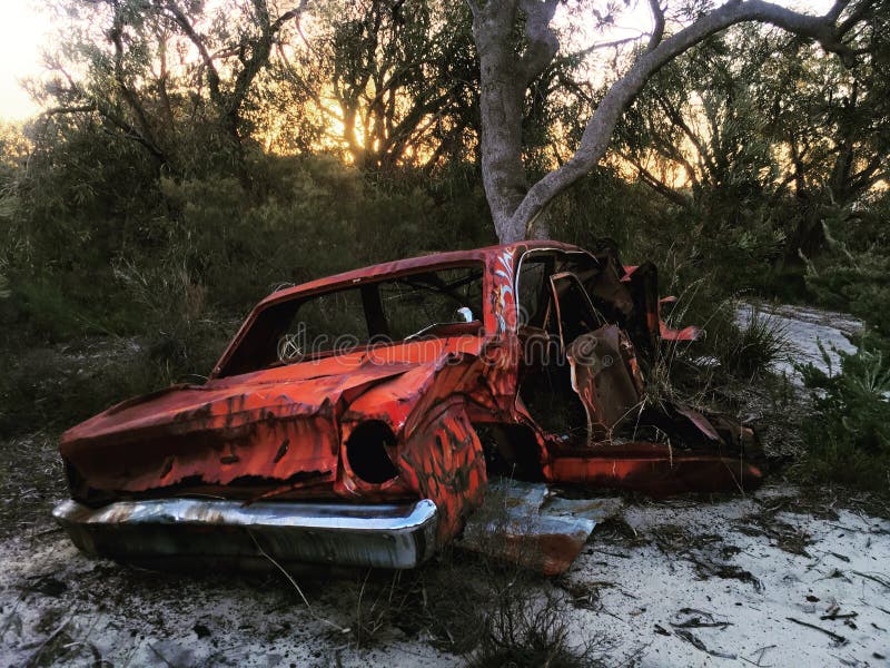 Old car crash in a park stock image. Image of rust, protest - 183378335