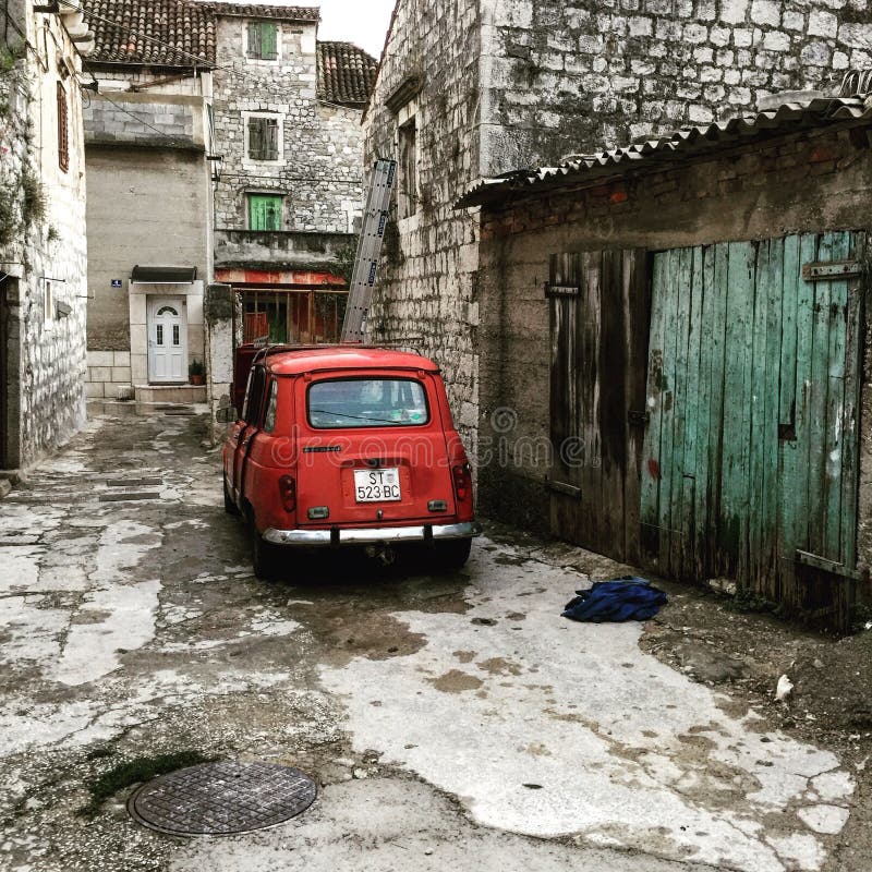 Old car editorial image. Image of tenement, garage, croatia - 89841285