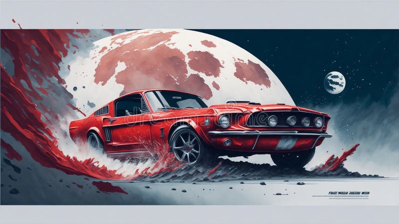 Old Car Drifting on the Moon. Generate Ai Stock Illustration ...