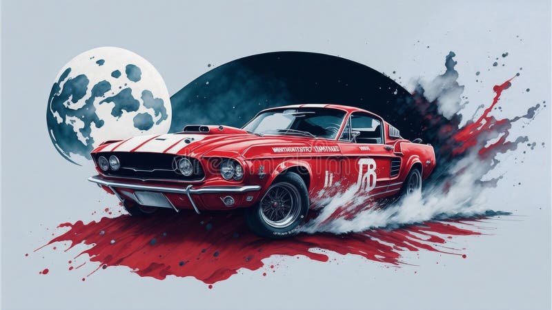 Old Car Drifting on the Moon. Generate Ai Stock Illustration ...