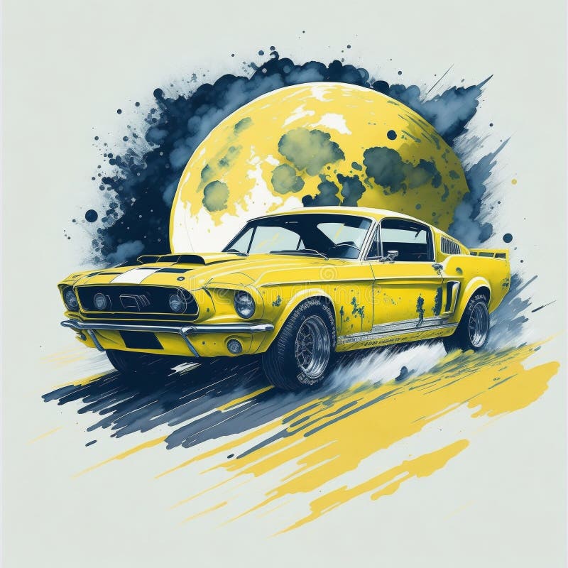 Old Car Drifting on the Moon. Generate Ai Stock Illustration ...