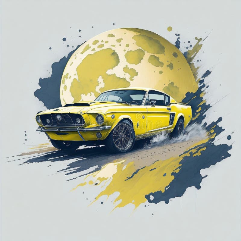 Old Car Drifting on the Moon. Generate Ai Stock Illustration ...