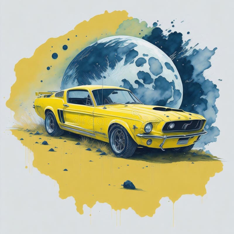 Old Car Drifting on the Moon. Generate Ai Stock Illustration ...