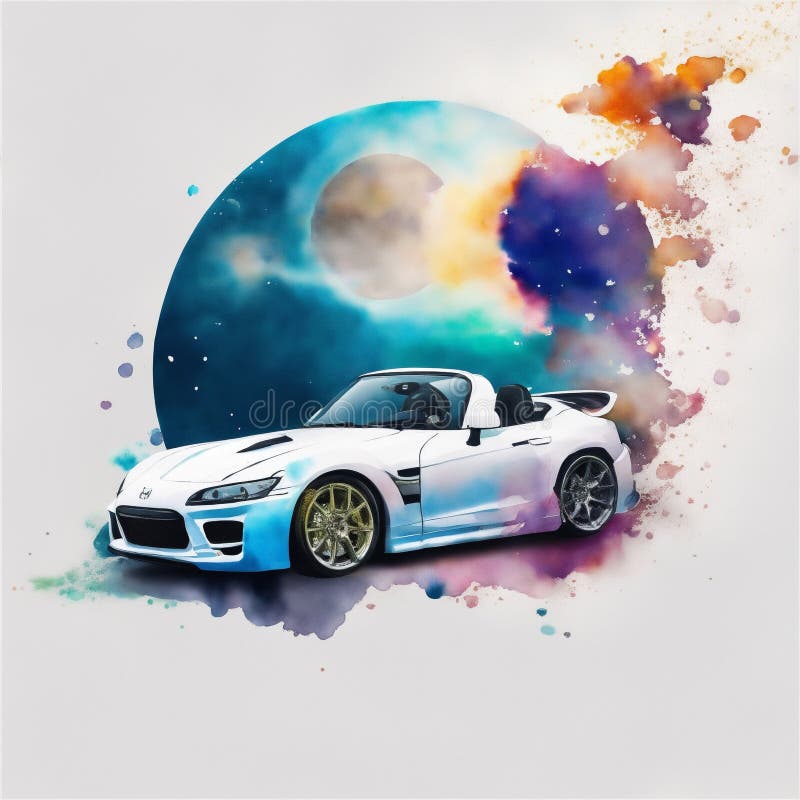 Old Car Drifting on the Moon. Generate Ai Stock Illustration ...