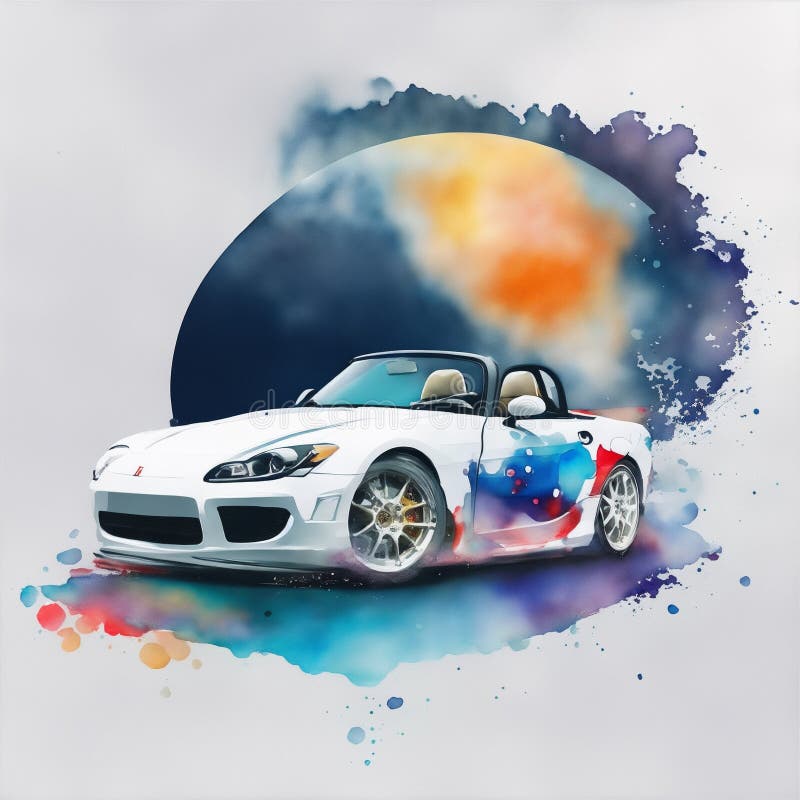 Old Car Drifting on the Moon. Generate Ai Stock Illustration ...