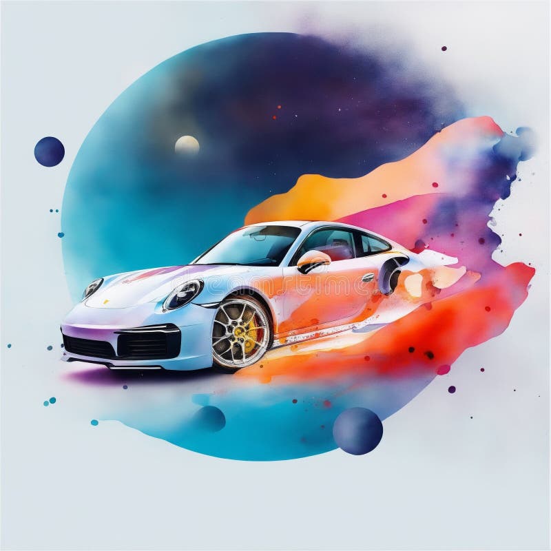 Old Car Drifting on the Moon. Generate Ai Stock Illustration ...