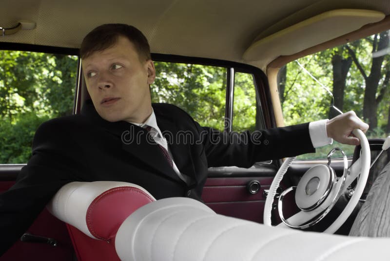 Old car driver stock photo. Image of person, driver, road - 10232786