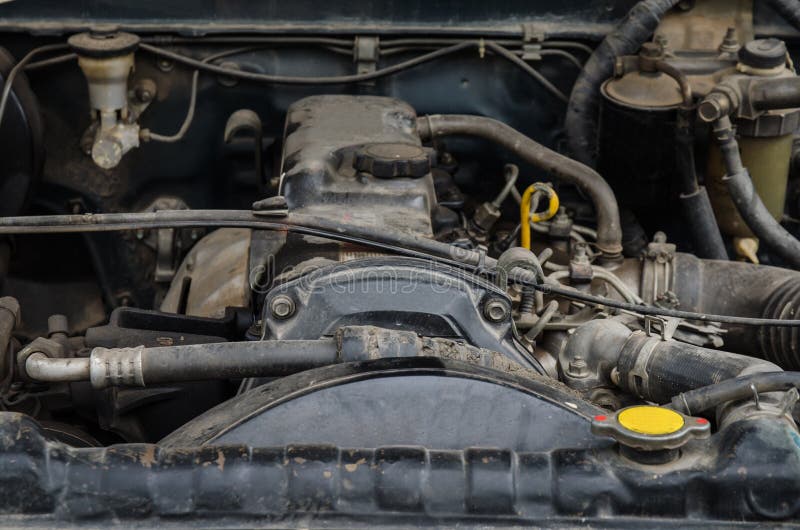 Old car engine stock image. Image of technology, metal - 128317173