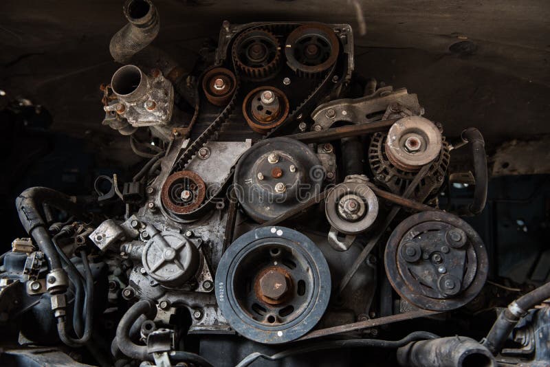 Old car engine stock photo. Image of steel, wheel, trunk - 95924990