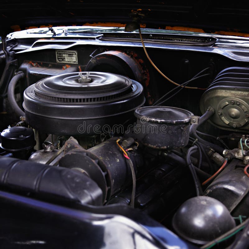 Old car engine stock photo. Image of carb, gear, hood - 33056892