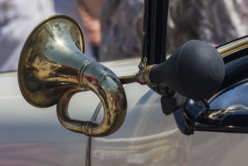Old car horn stock photo. Image of outside, antique, exhibition - 96994972