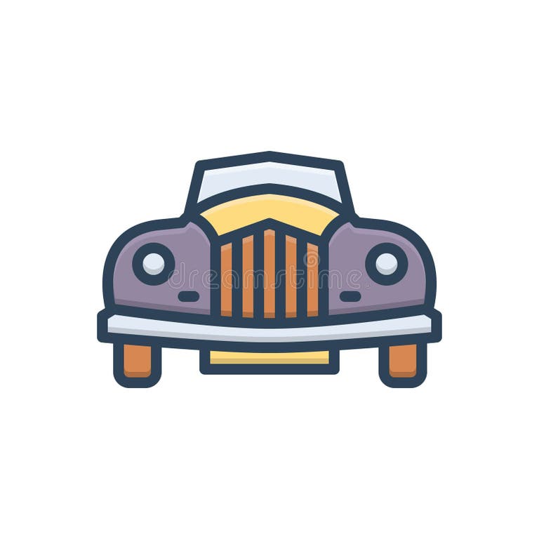 Color Illustration Icon for Old Car, Pristine and Primitive Stock ...