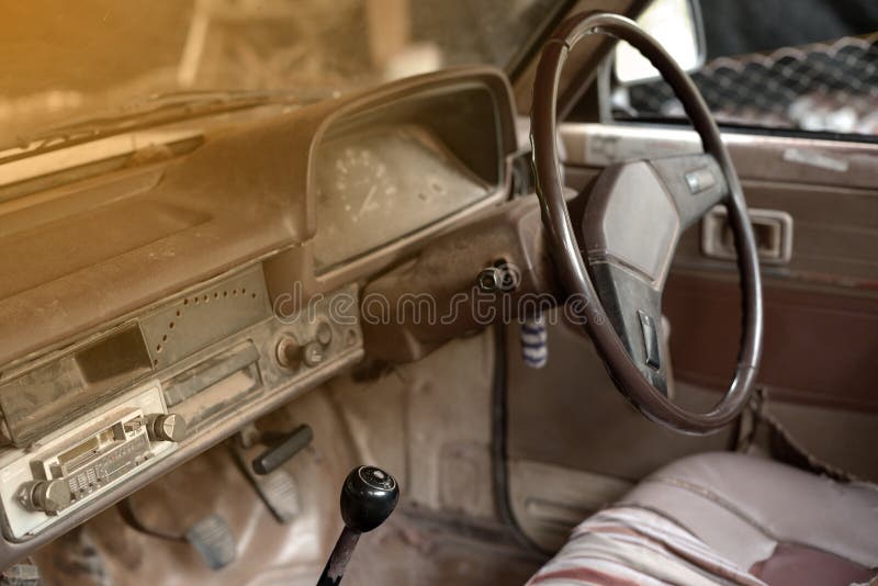 Old car interior. stock image. Image of retro, speed - 101134483