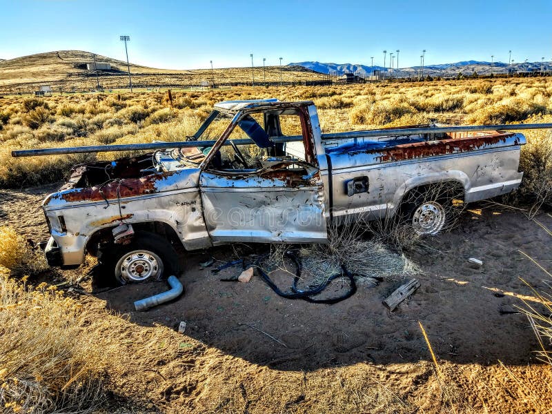 Old Car in the Nevada Desert in Spring Stock Image - Image of ...