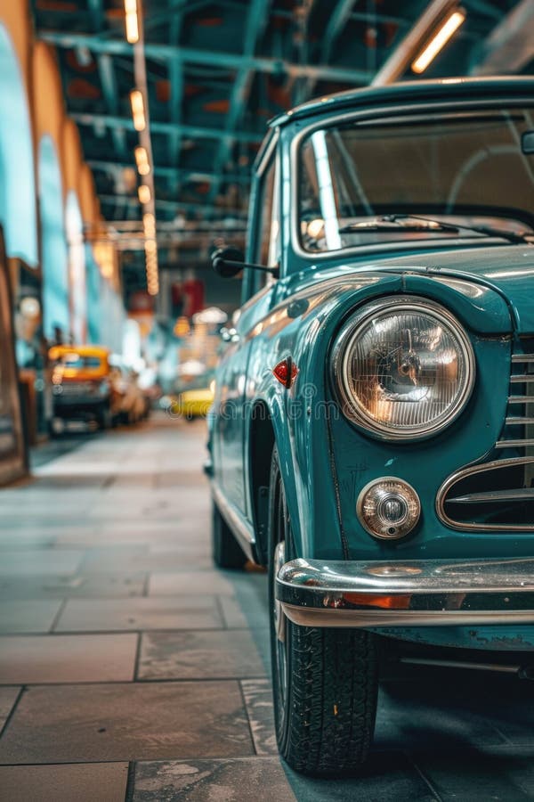 An Old Car Parked in a Garage. Suitable for Automotive Industry Stock ...