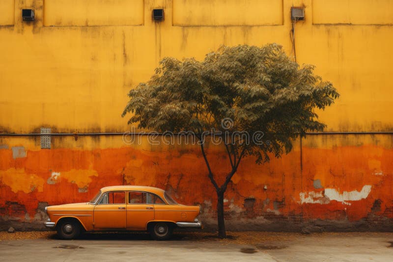 A Car Parked Next To a Tree Stock Illustration - Illustration of parked ...