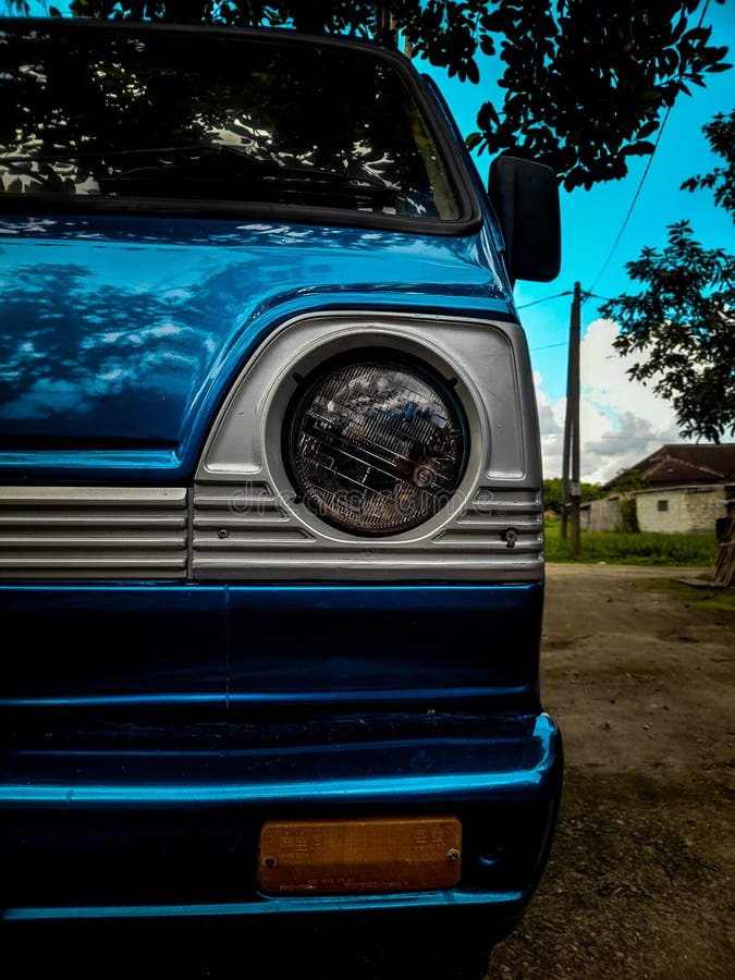 Old Car Repainted in Metallic Blue Stock Photo - Image of blue ...