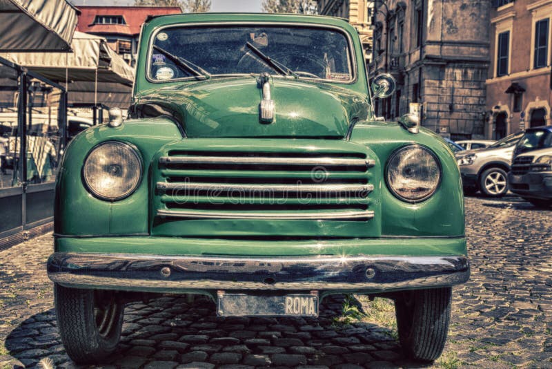 Old car in Rome stock image. Image of famous, tourism - 30632125