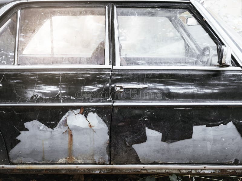 Old Car with Rust Door Details Stock Image - Image of scary, damage ...