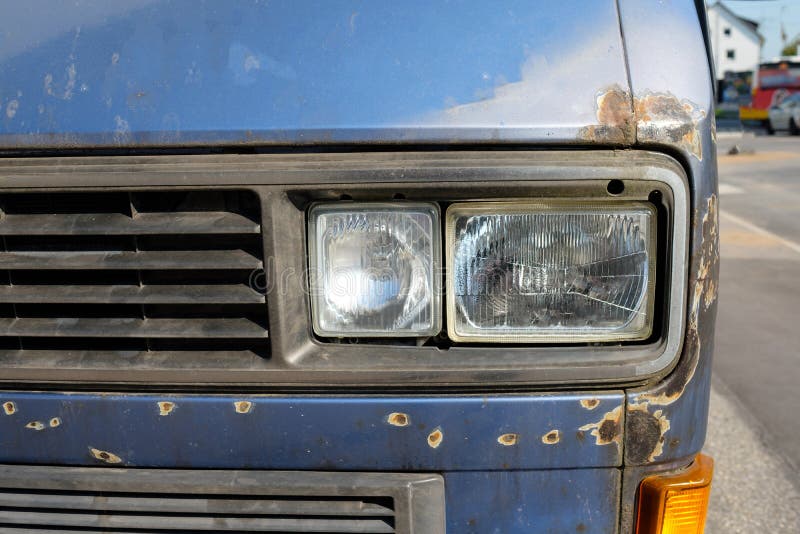 Old Car with Rust Headlight and Grille Stock Image - Image of detail ...