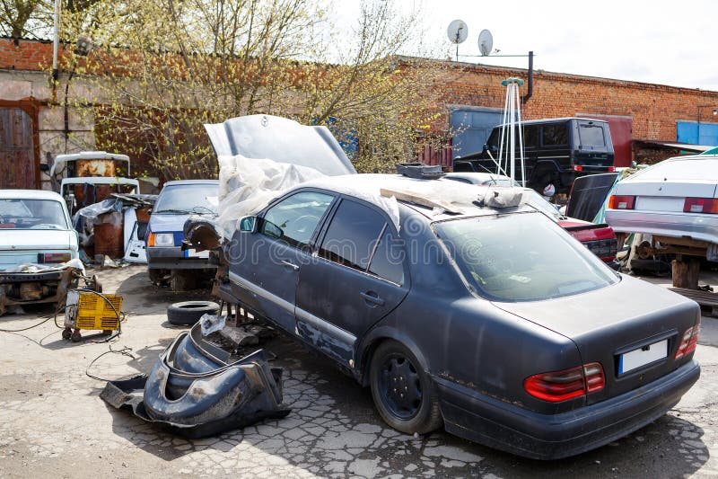 Old Car, Rusty Broken Body, Abandoned Parking Stock Photo - Image of ...