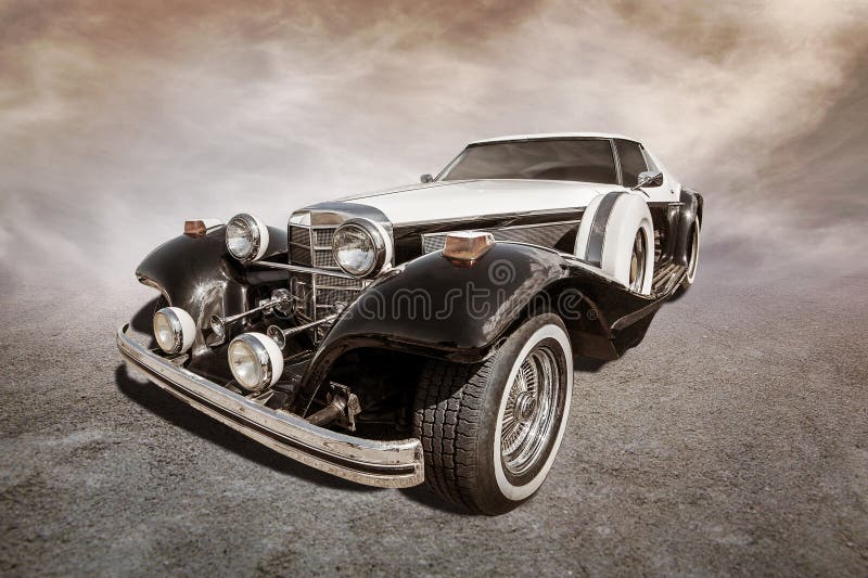 Old Car Stands on Sepia Clouds Background Stock Photo - Image of drive ...