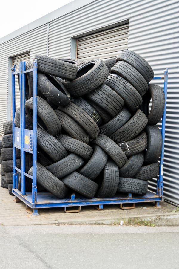 Old Car Tires in a Container Stock Photo - Image of environment, motor ...