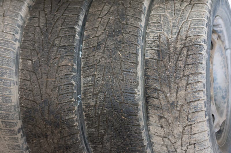 Old Car Wheels Stand in a Row Stock Photo - Image of disk, black: 314564868