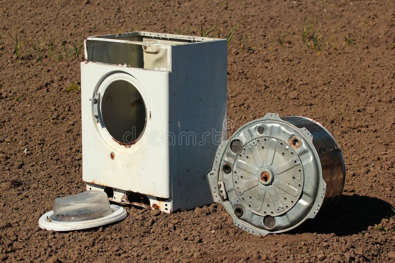 Old Carcass of a Washing Machine with Stainless Steel Drum Stock Photo ...