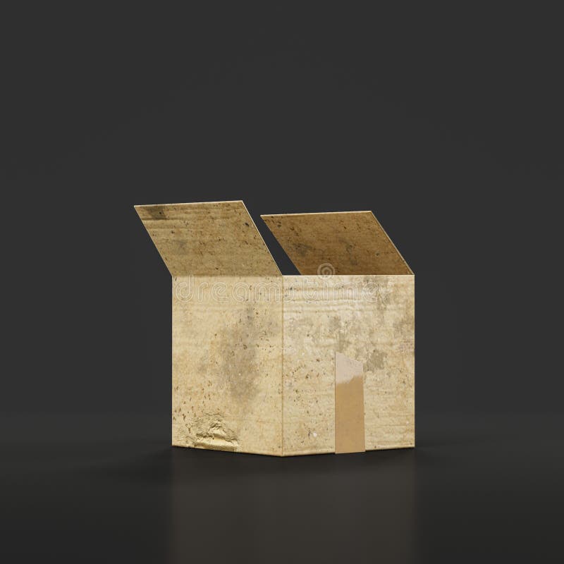 Old Card Board Box, Old and Battered Cargo Box, 3d Rendering Stock ...