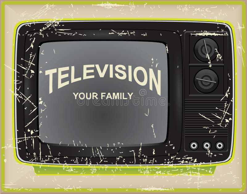Old card TV your family stock vector. Illustration of tuner - 47280543