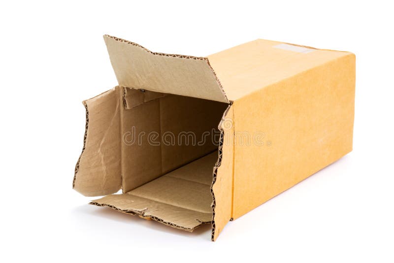 An Old Cardboard Box that Has Been Used. Cut or Separated on a White ...