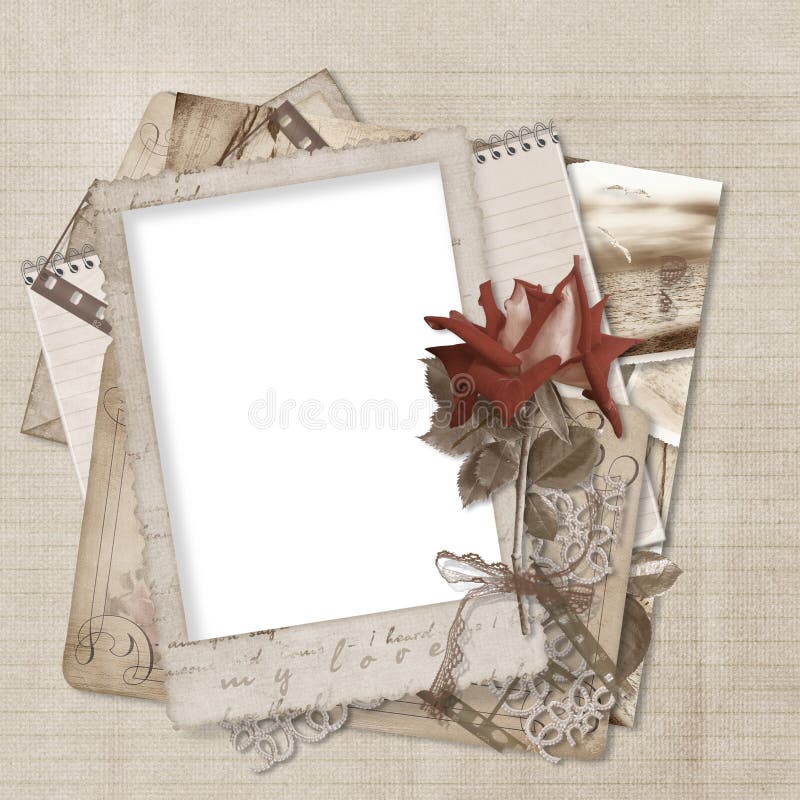 Vintage Paper Background with Old Card and Butterf Stock Image - Image ...
