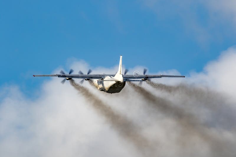 Old Cargo Airplane Taking Off with Turboprop Engine Stock Photo - Image ...