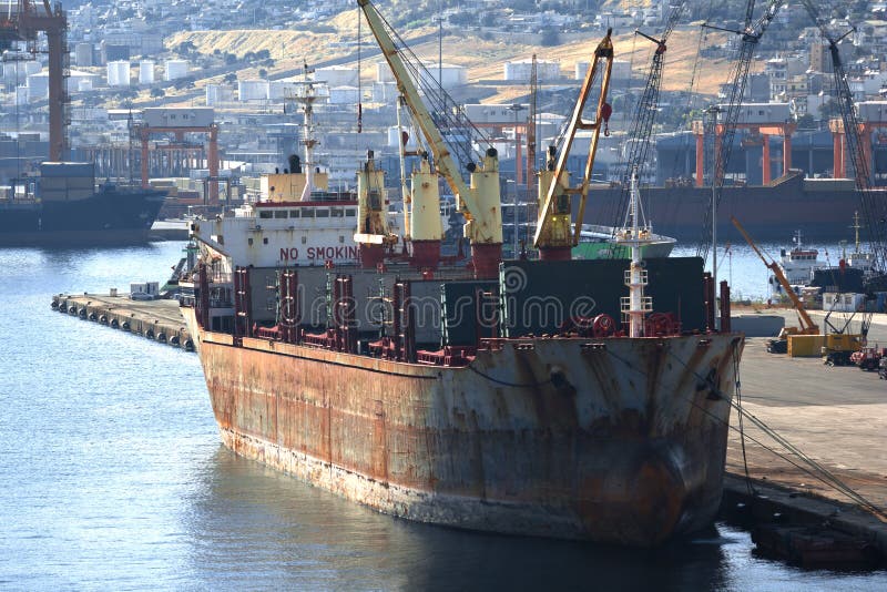 Old cargo vessel stock image. Image of crane, greece - 56604159