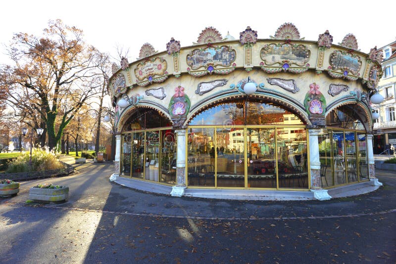 Old Carousel from 1900 in Colmar. Editorial Image - Image of colorful ...